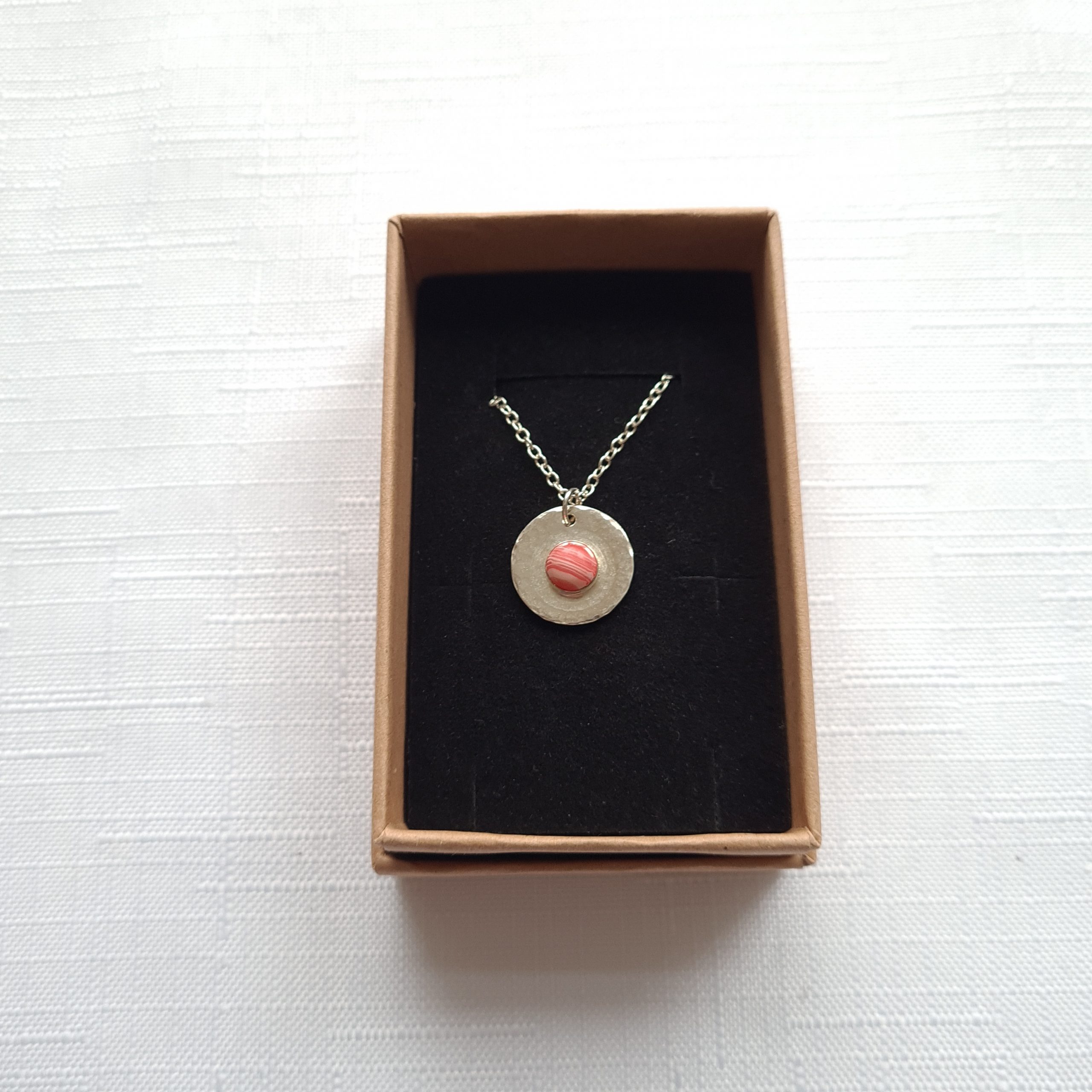 coral hammered disc | Silver Beats & Treats